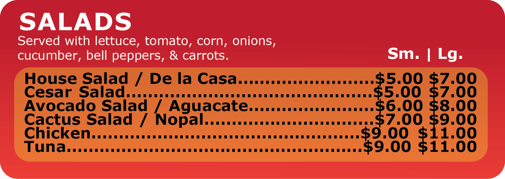 Menu – Meli Taqueria