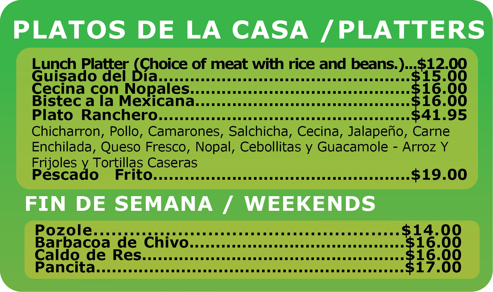 Menu – Meli Taqueria